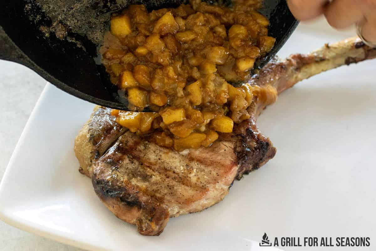 Tomahawk Pork Chop Recipe with Balsamic Apple Compote
